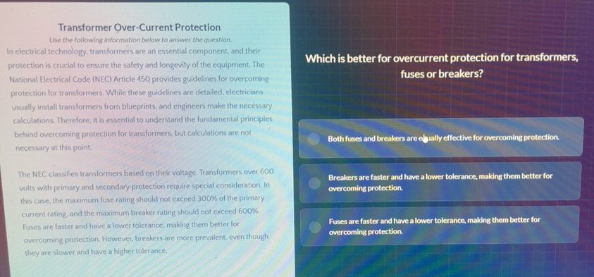 Solved: Transformer Over-Current Protection Use the following ...