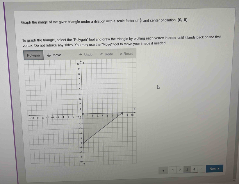 Solved: Graph the image of the given triangle under a dilation with a ...