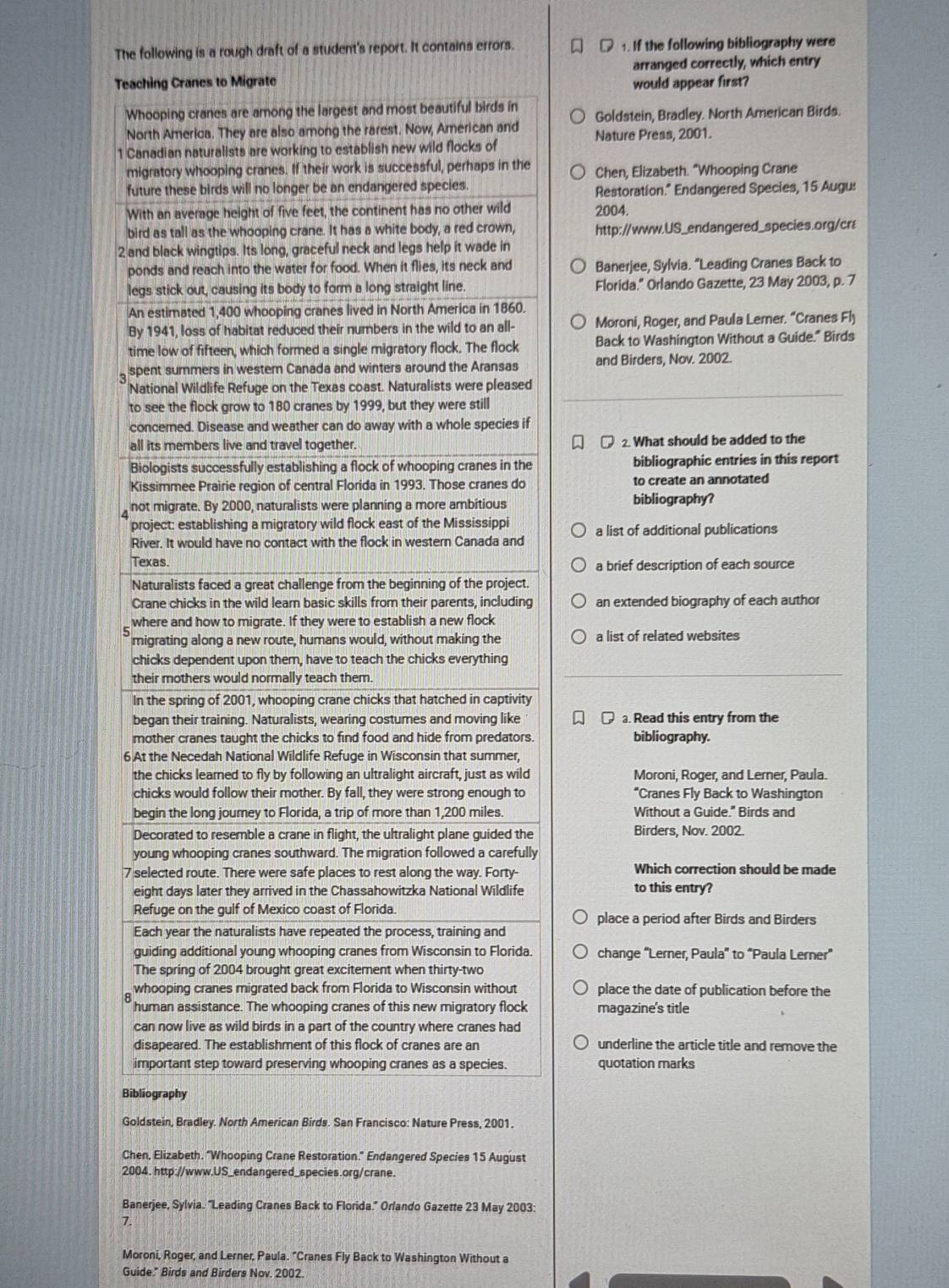 Solved: The following is a rough draft of a student's report. It ...