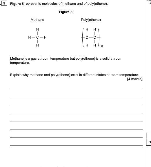 Solved: Figure 5 represents molecules of methane and of poly(ethene). b ...