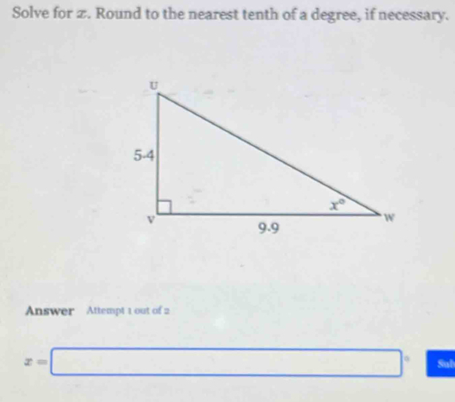 Solved: Solve for z. Round to the nearest tenth of a degree, if ...