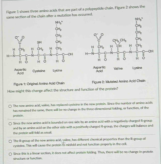 Solved: Figure 1 shows three amino acids that are part of a polypeptide ...