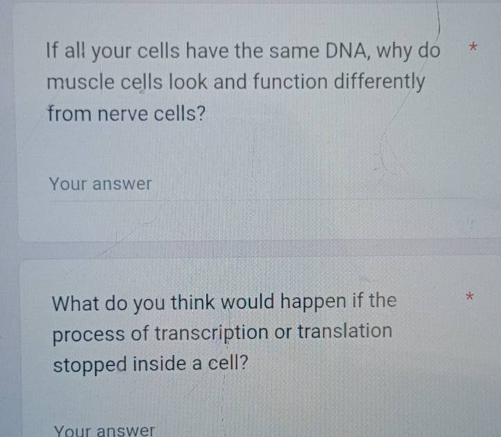 Gelöst:If all your cells have the same DNA, why do * muscle cells look ...