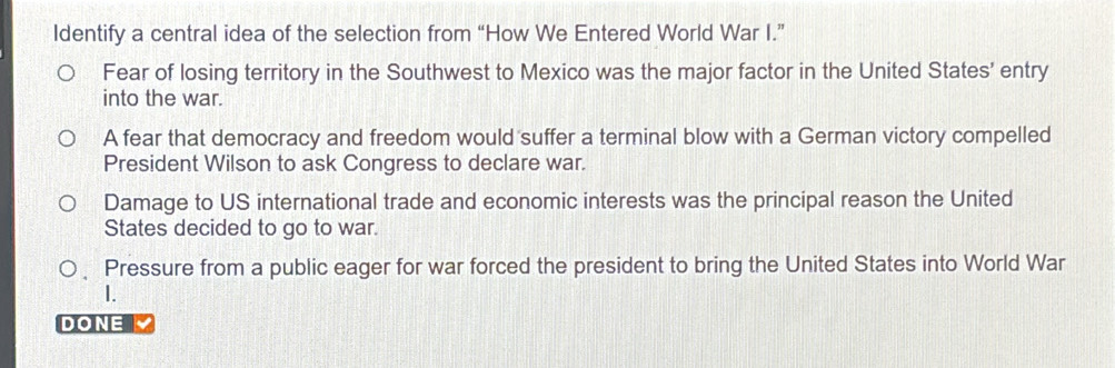 Solved: Identify a central idea of the selection from “How We Entered ...