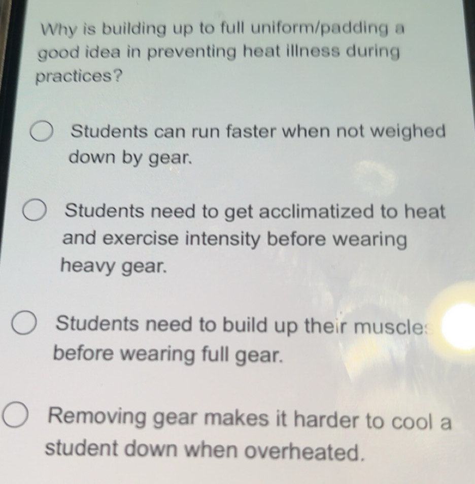 Solved: Why is building up to full uniform/padding a practices ...