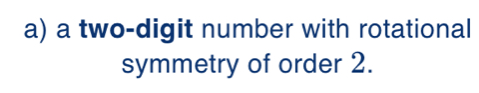 Solved: a two-digit number with rotational symmetry of order 2. [Math]
