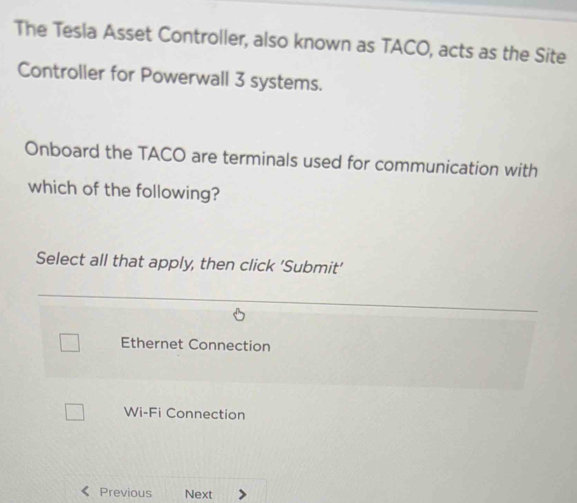 Solved: The Tesla Asset Controller, also known as TACO, acts as the ...