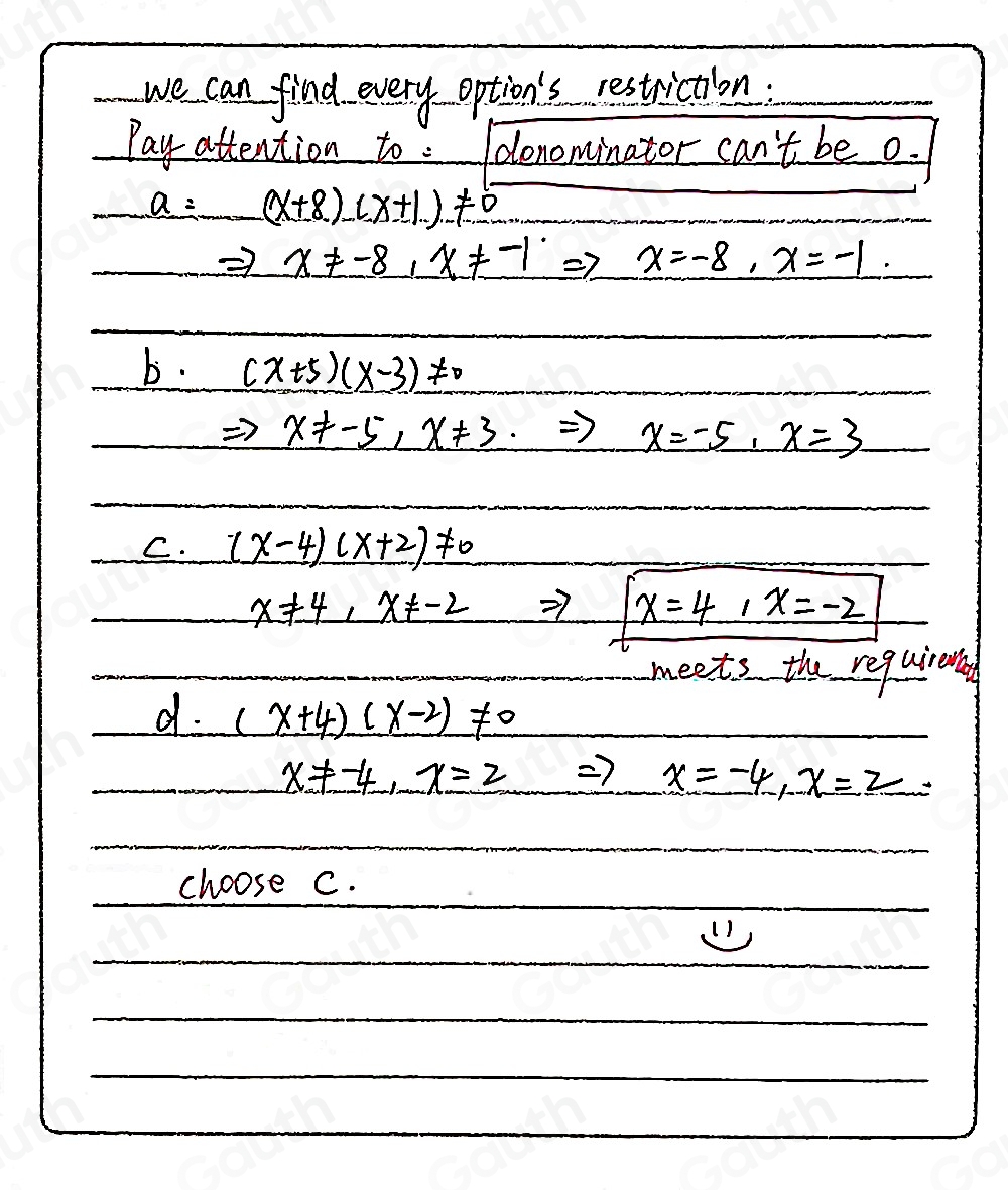 Solved: Which of the following rational expressions has the domain ...