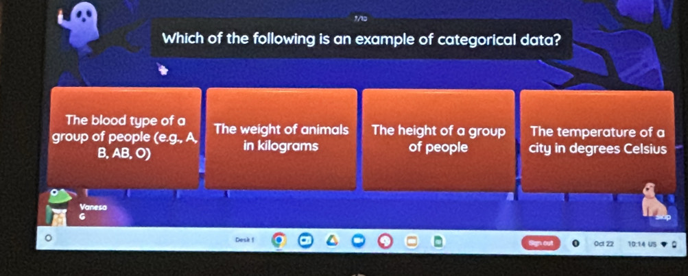 Solved: Which of the following is an example of categorical data? The ...