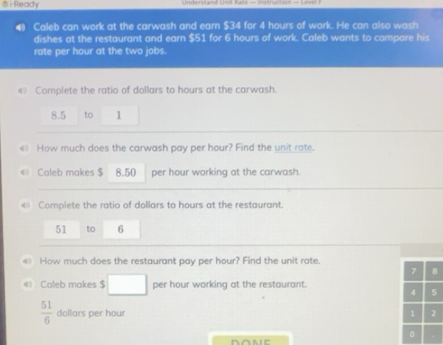 Solved: Ready Understand Unit Rate — Instruction — Level I Caleb can ...