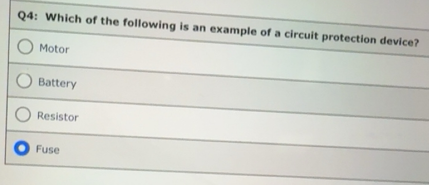 Solved: Which of the following is an example of a circuit protection ...