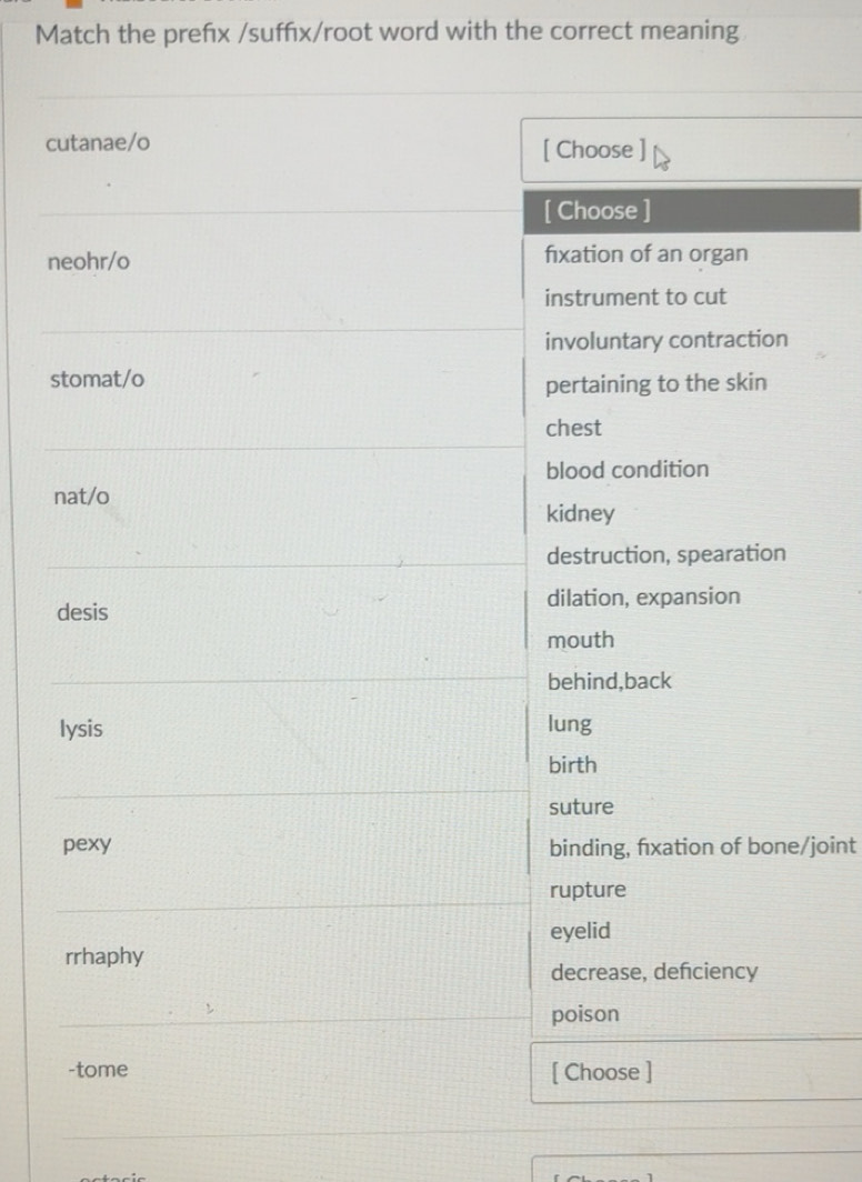 Solved: Match the prefx /suffx/root word with the correct meaning ...