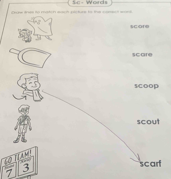 Solved: Sc- Words Draw lines to match each picture to the correct word ...
