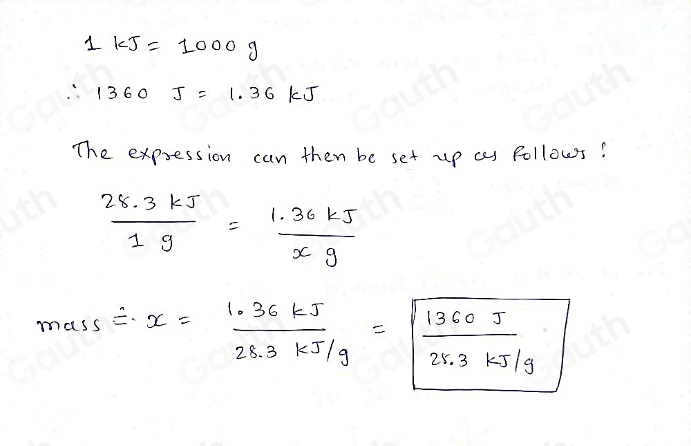 Solved: A certain chemical reaction releases 28.3 kJ/g of heat for each ...