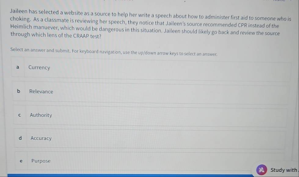 Solved: Jaileen has selected a website as a source to help her write a ...