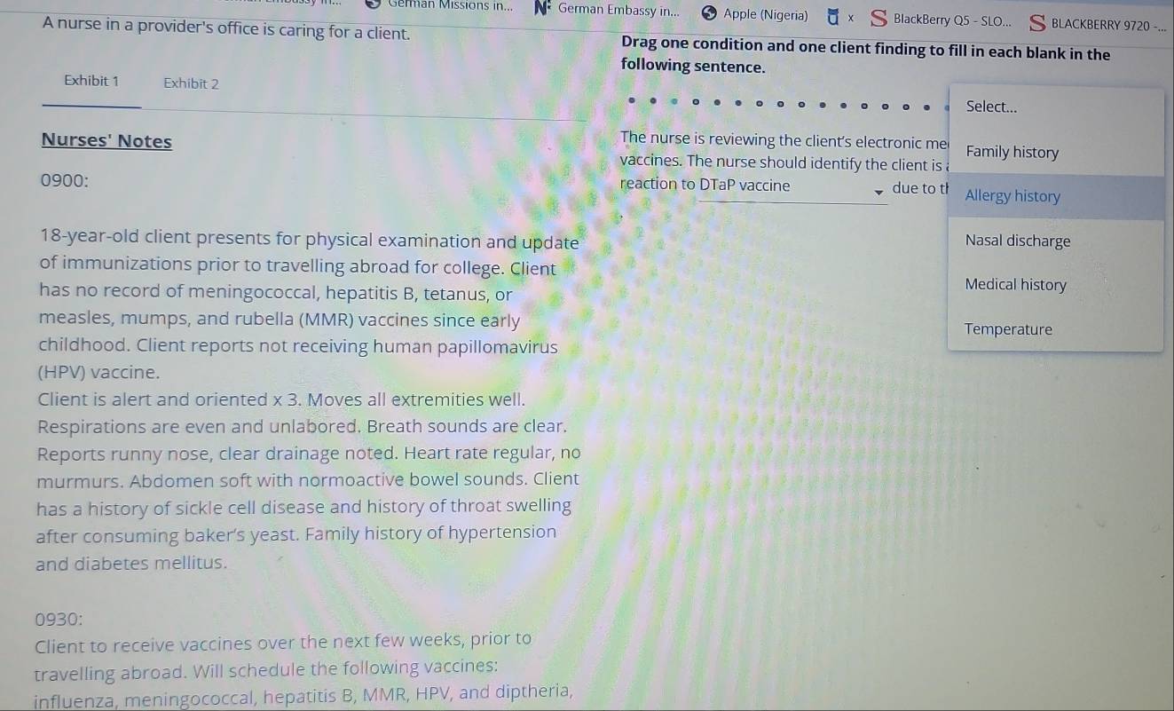 Solved: German Missions in... German Embassy in... Apple (Nigeria ...