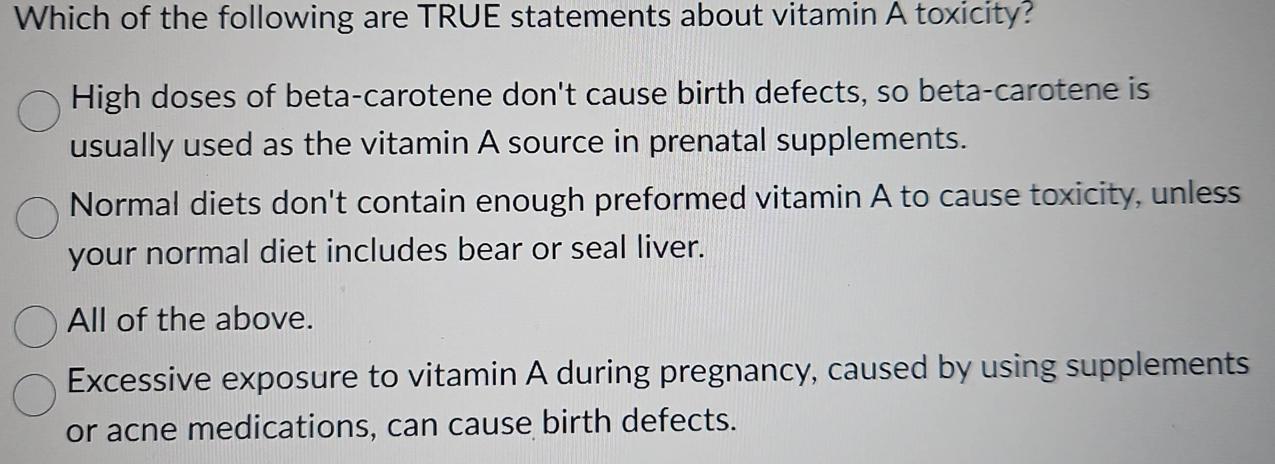Solved: Which of the following are TRUE statements about vitamin A ...
