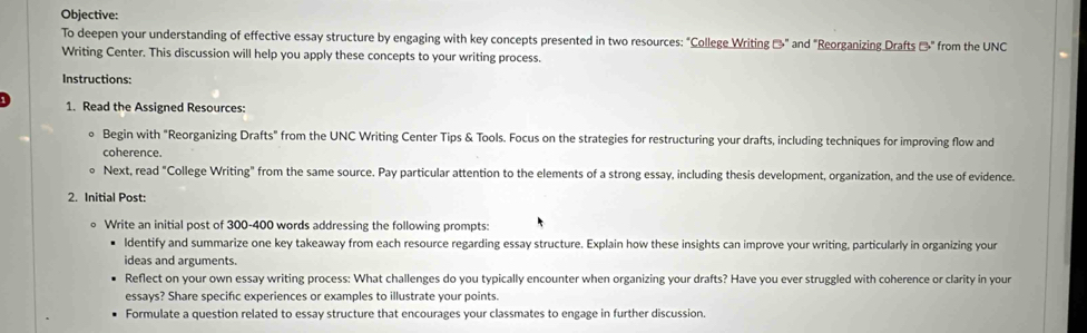 Solved: Objective: To deepen your understanding of effective essay ...