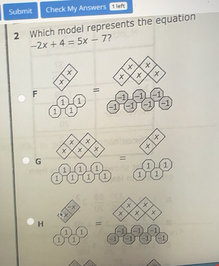 Solved: Submit Check My Answers 1 left 2 Which model represents the ...