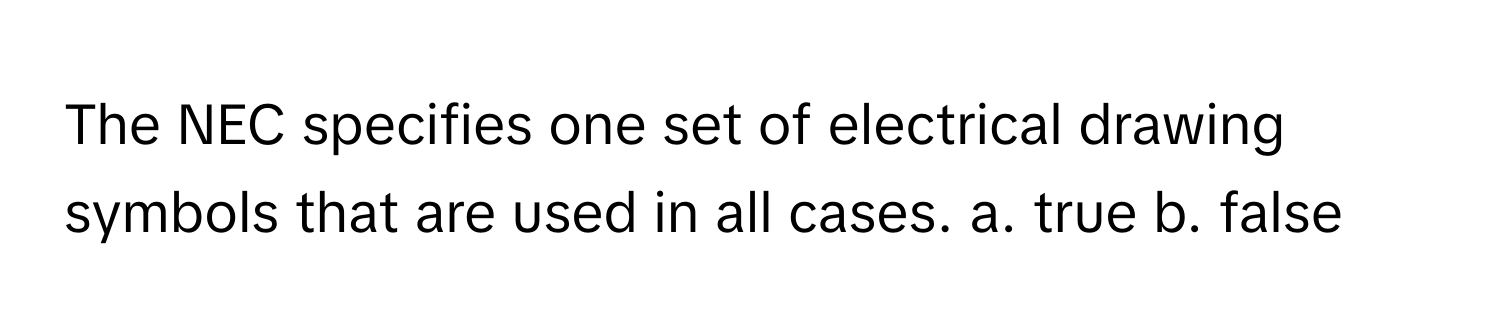 Solved: The NEC specifies one set of electrical drawing symbols that ...