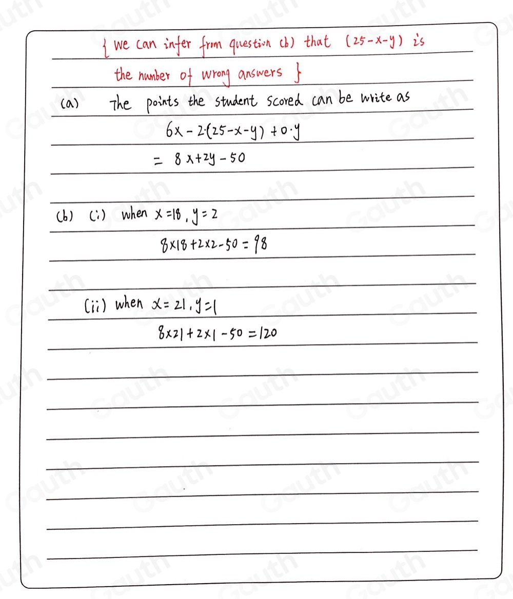 Solved: A Mathematical competition consists of 25 multiple choice ...