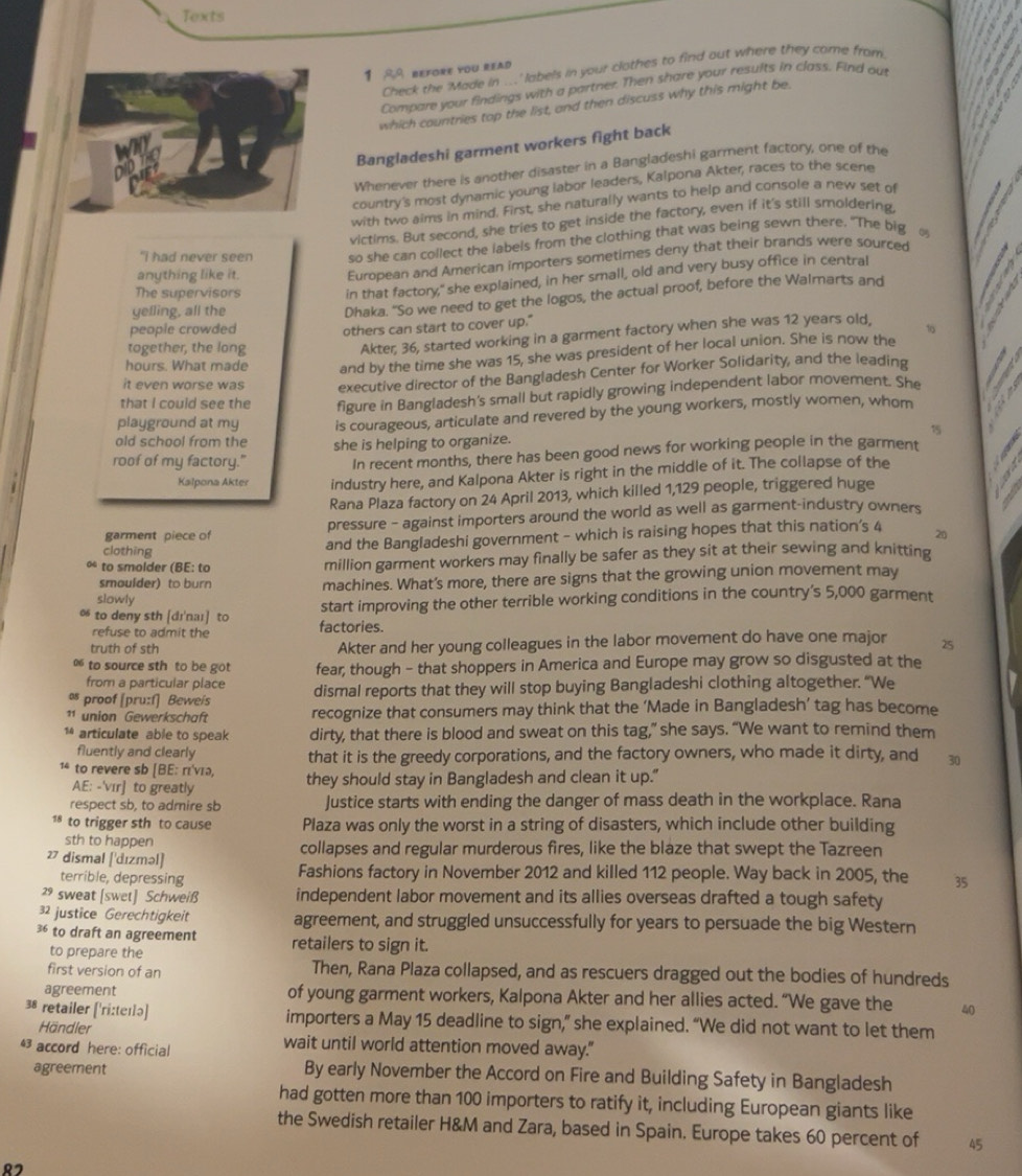 Gelöst:Texts 1 AA before you read Check the 'Made in ...' labels in ...