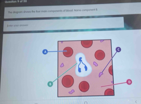 Solved: The diagram shows the four main components of blood. Name ...
