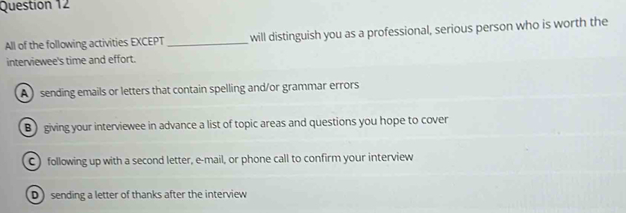 Solved: All of the following activities EXCEPT _will distinguish you as ...