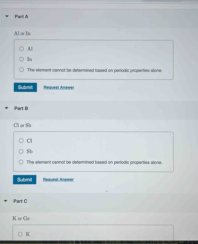 Solved: Al or In A1 In The element cannot be determined based on ...