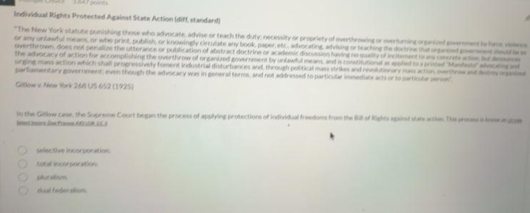 Solved: Individual Rights Protected Against State Action (diff ...