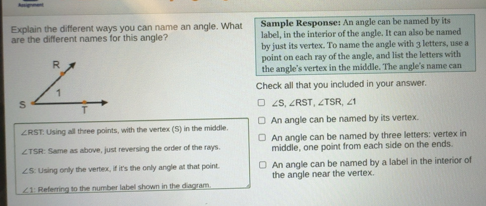 Solved: Assignment Explain the different ways you can name an angle ...