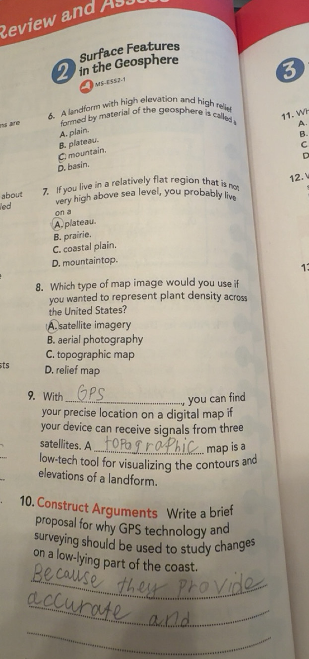 Solved: eview and As. Surface Features 2 in the Geosphere MS-ESS2-1 3 6 ...
