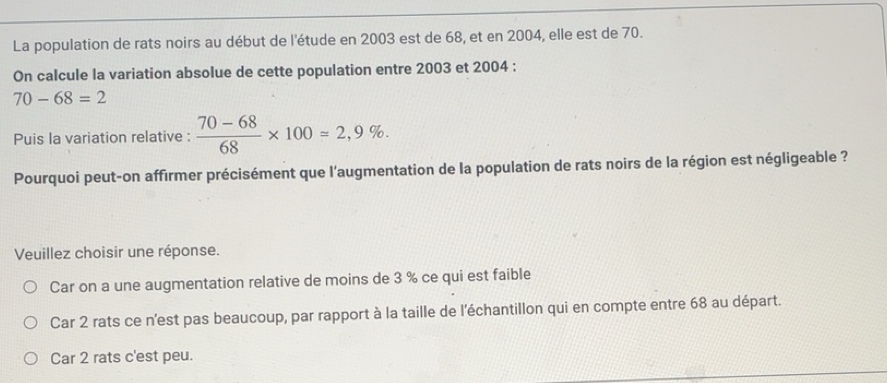 Résolu :La population de rats noirs au début de l'étude en 2003 est de ...