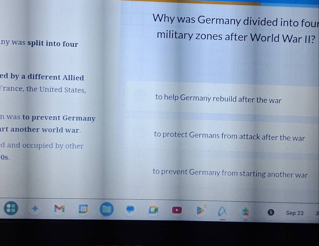 Solved: Why was Germany divided into four military zones after World ...