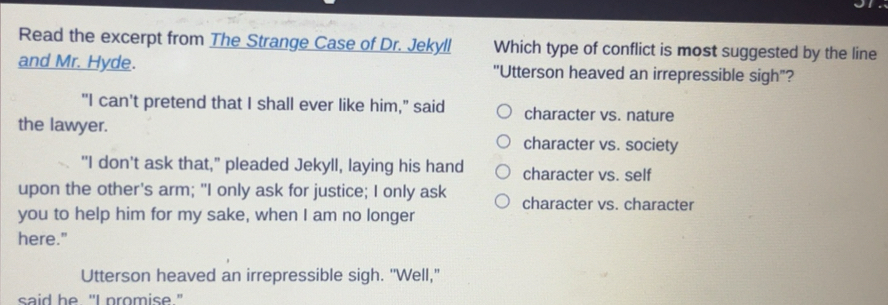 Resuelto:Read the excerpt from The Strange Case of Dr. Jekyll Which ...