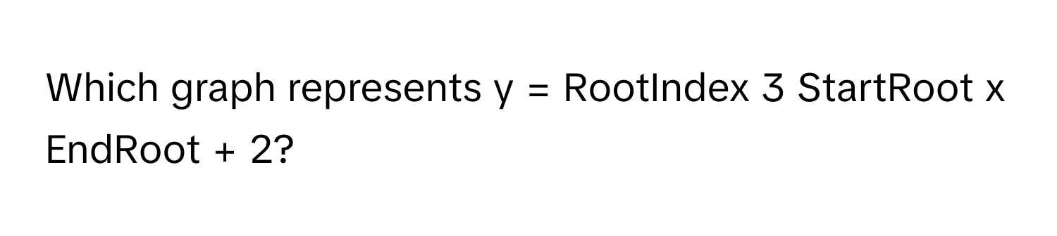 Solved: Which graph represents y = RootIndex 3 StartRoot x EndRoot + 2? [Math]