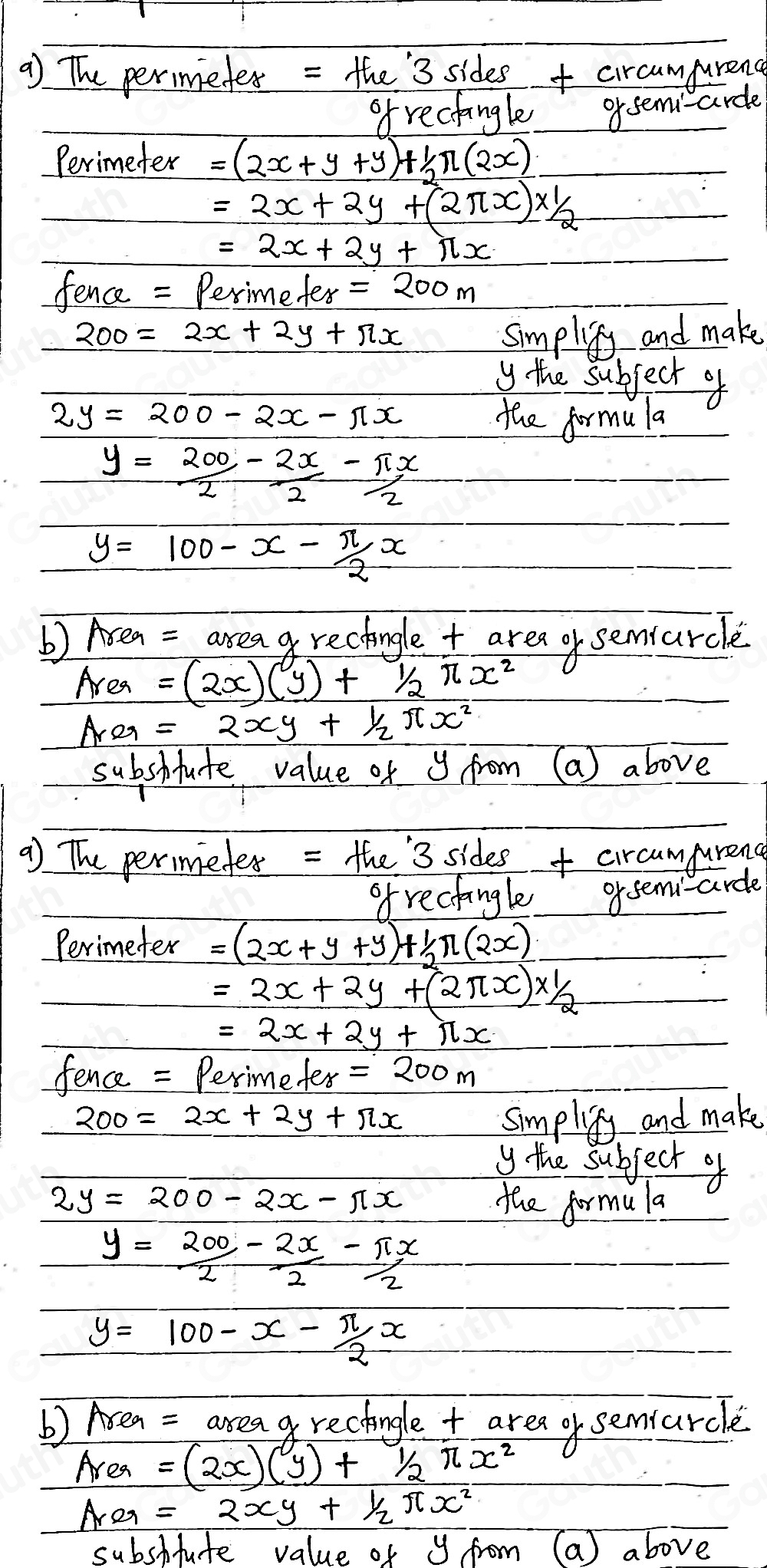 Solved: A 200 m fence is placed around a lawn which has the shape of a ...