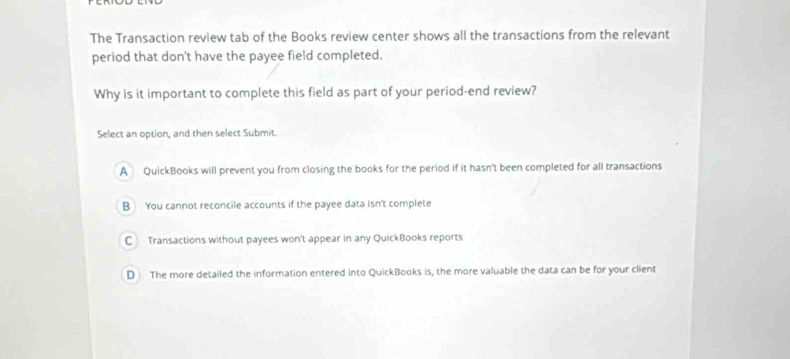 Solved: The Transaction review tab of the Books review center shows all ...