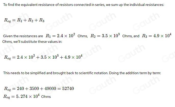 Solved: John connected 3 resistors in series. The equivalent resistance ...
