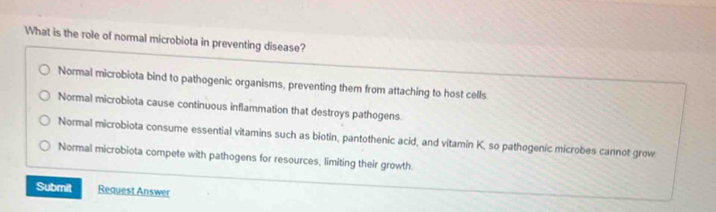 Solved: What is the role of normal microbiota in preventing disease ...