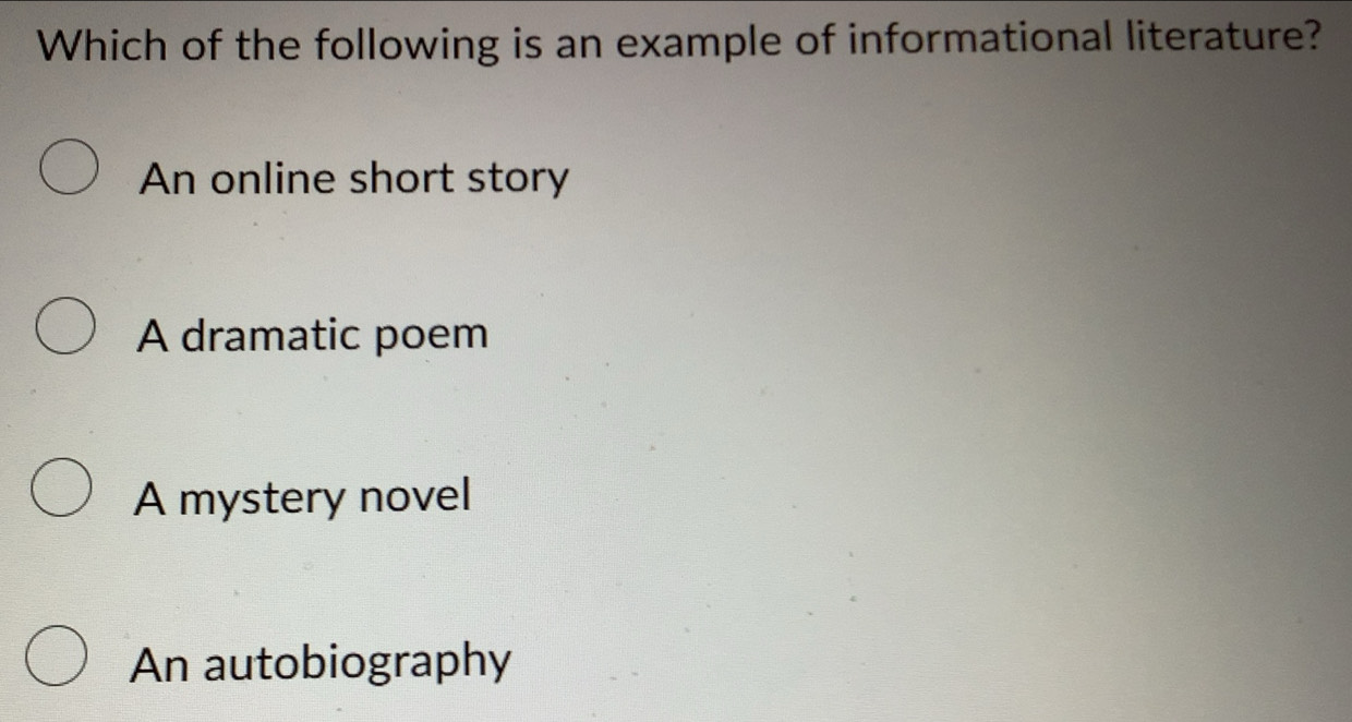 Solved: Which of the following is an example of informational ...