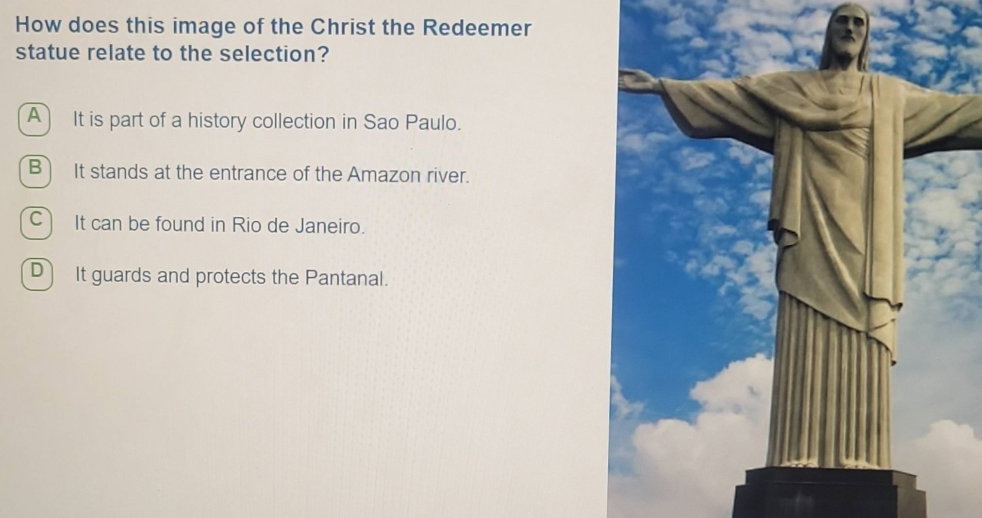 Solved: How does this image of the Christ the Redeemer statue relate to ...