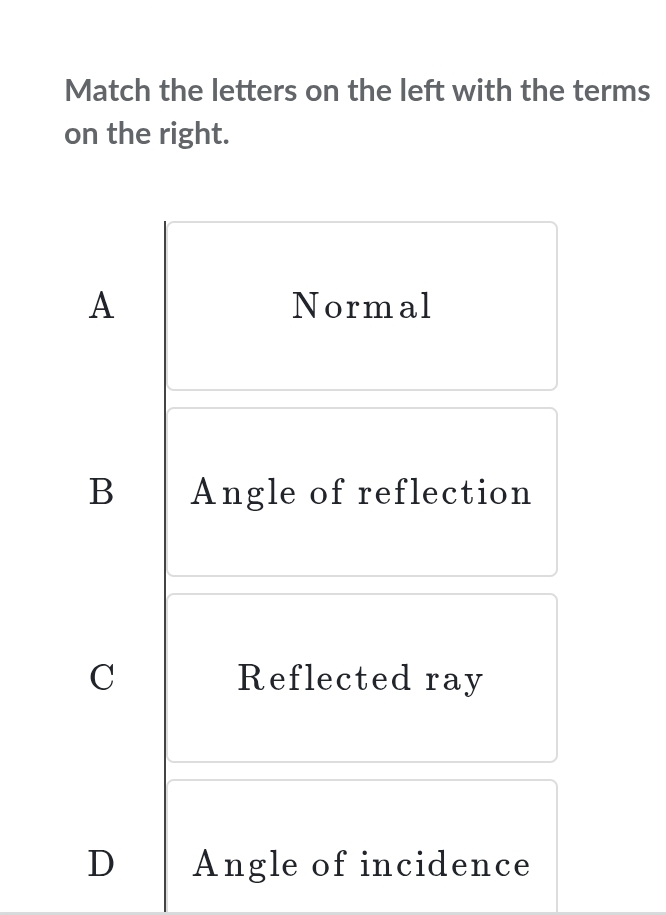 Solved: Match the letters on the left with the terms on the right. A ...