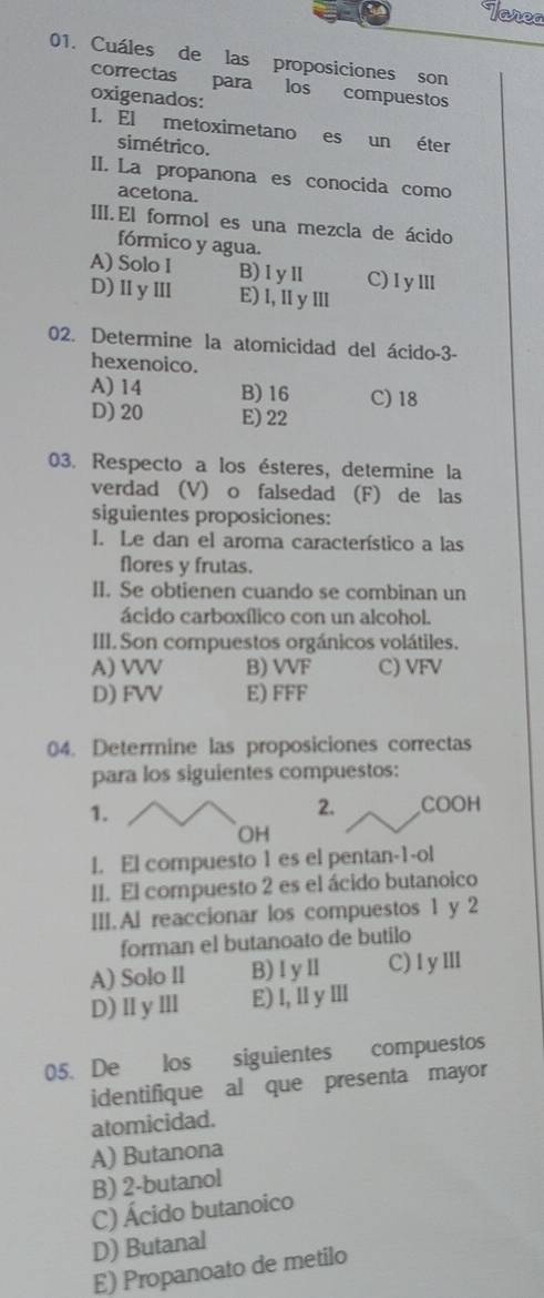 Resuelto:Tarea 01. Cuáles de las proposiciones son correctas para los ...