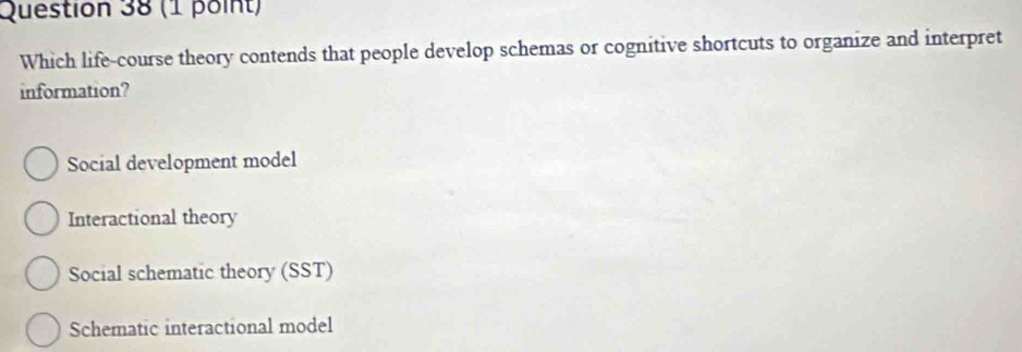Solved: Which life-course theory contends that people develop schemas ...