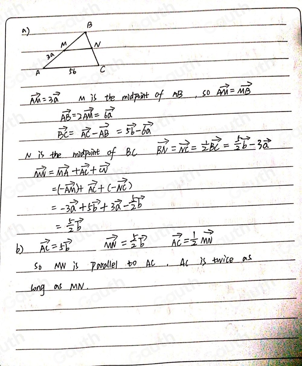 Solved: ABC is a triangle. M is the midpoint of AB and N is the ...