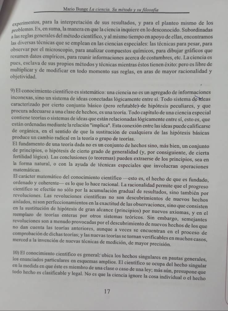 Resuelto:Mario Bunge La ciencia. Su método y su filosofía experimentos ...