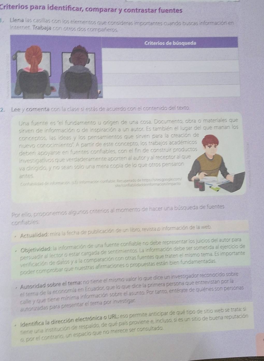 Resuelto:Criterios para identificar, comparar y contrastar fuentes ...