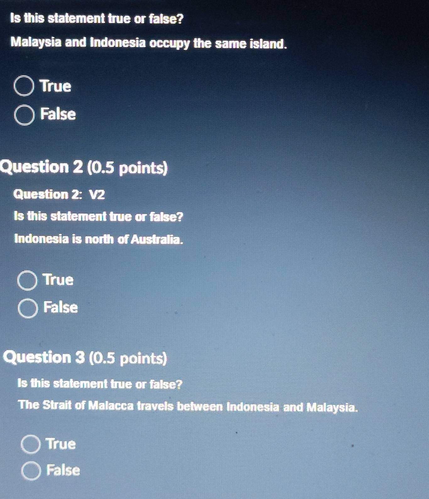 Solved: Is this statement true or false? Malaysia and Indonesia occupy ...