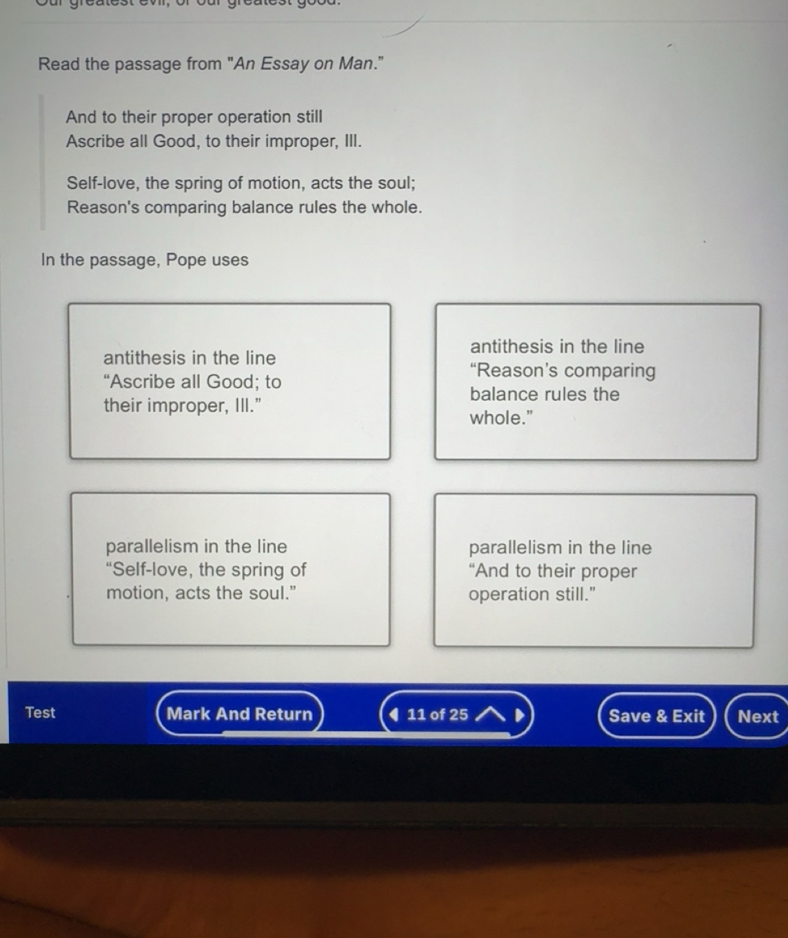 Solved: Read the passage from "An Essay on Man." And to their proper ...